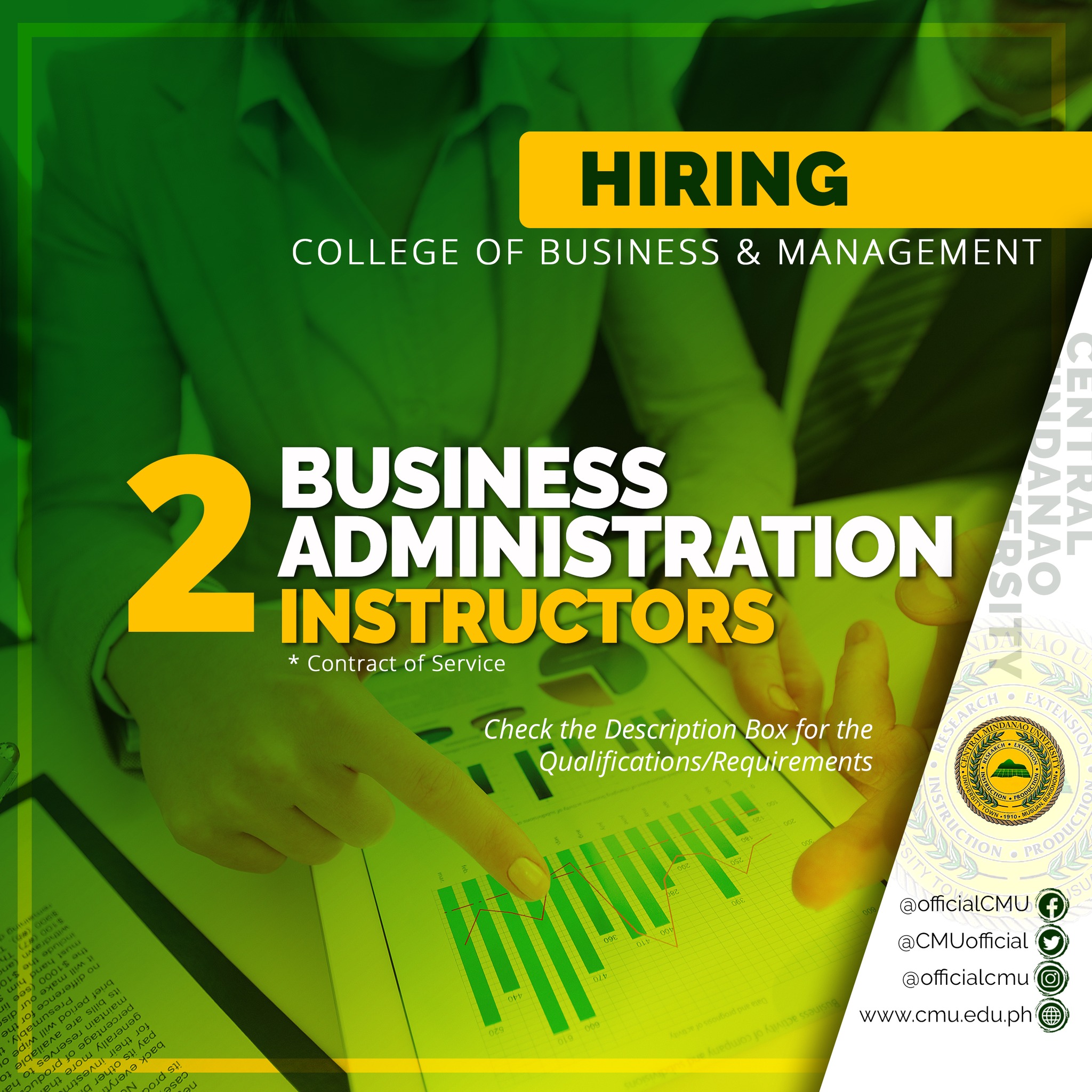 HIRING The College Of Business And Management Needs 