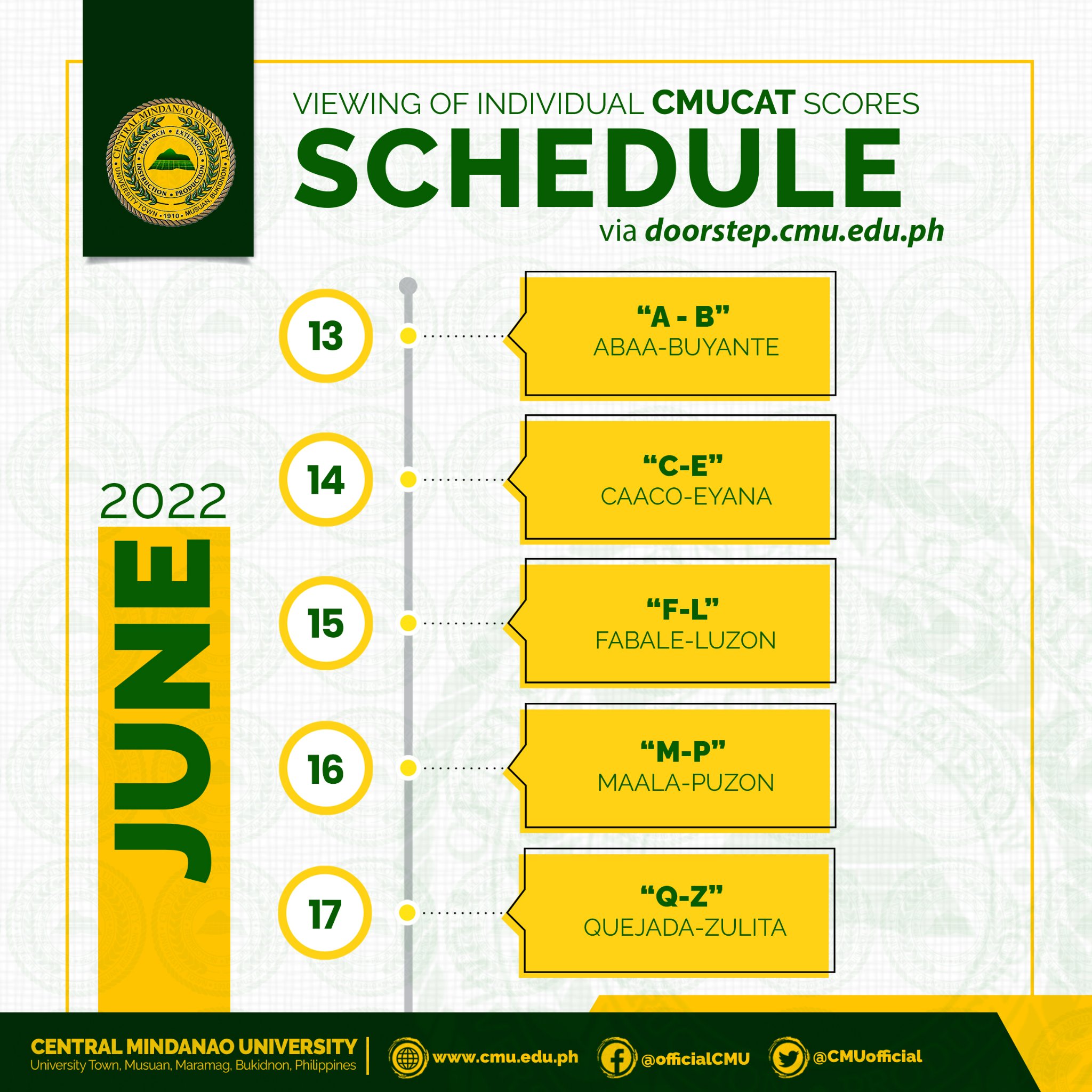 ANNOUNCEMENT – Central Mindanao University