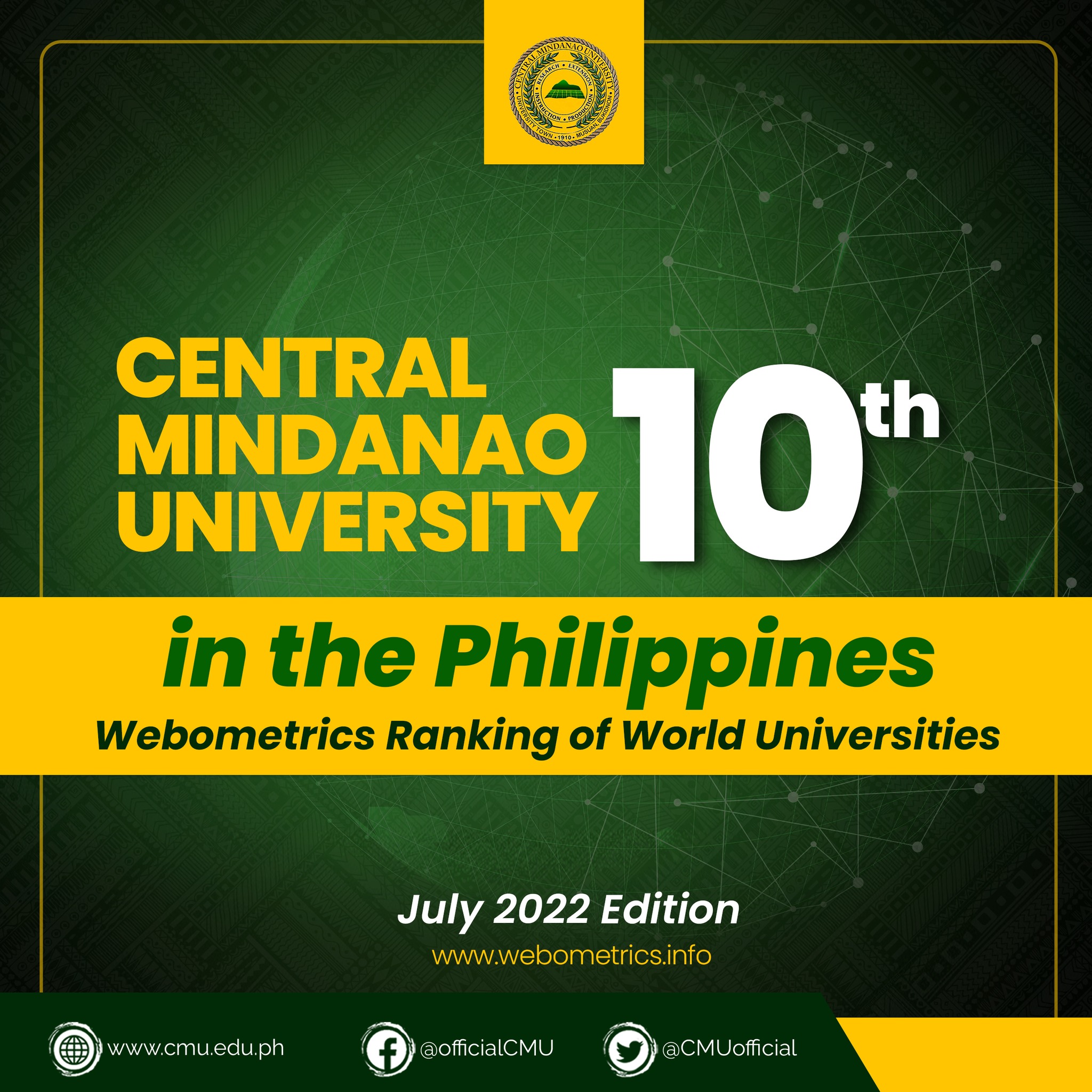LOOK: Central Mindanao University ranks 10th in the Philippines based ...