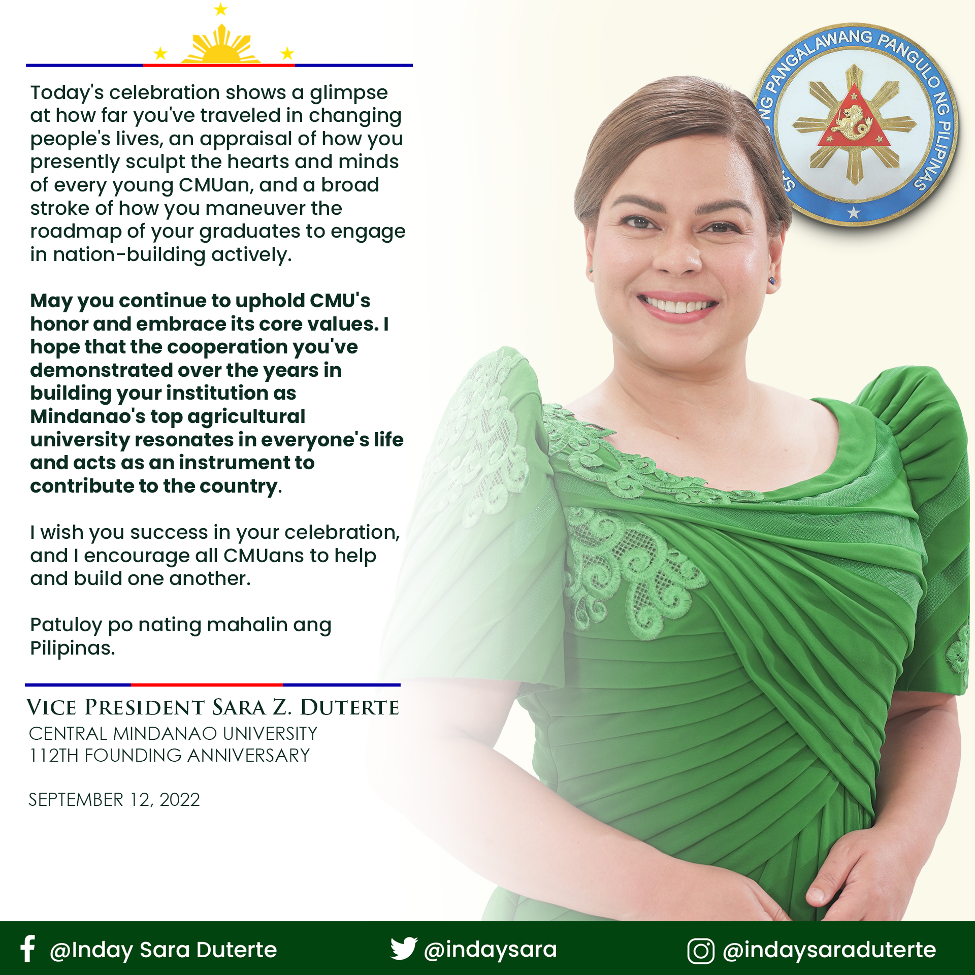 Greetings from the Office of the Vice President of the Republic of the ...