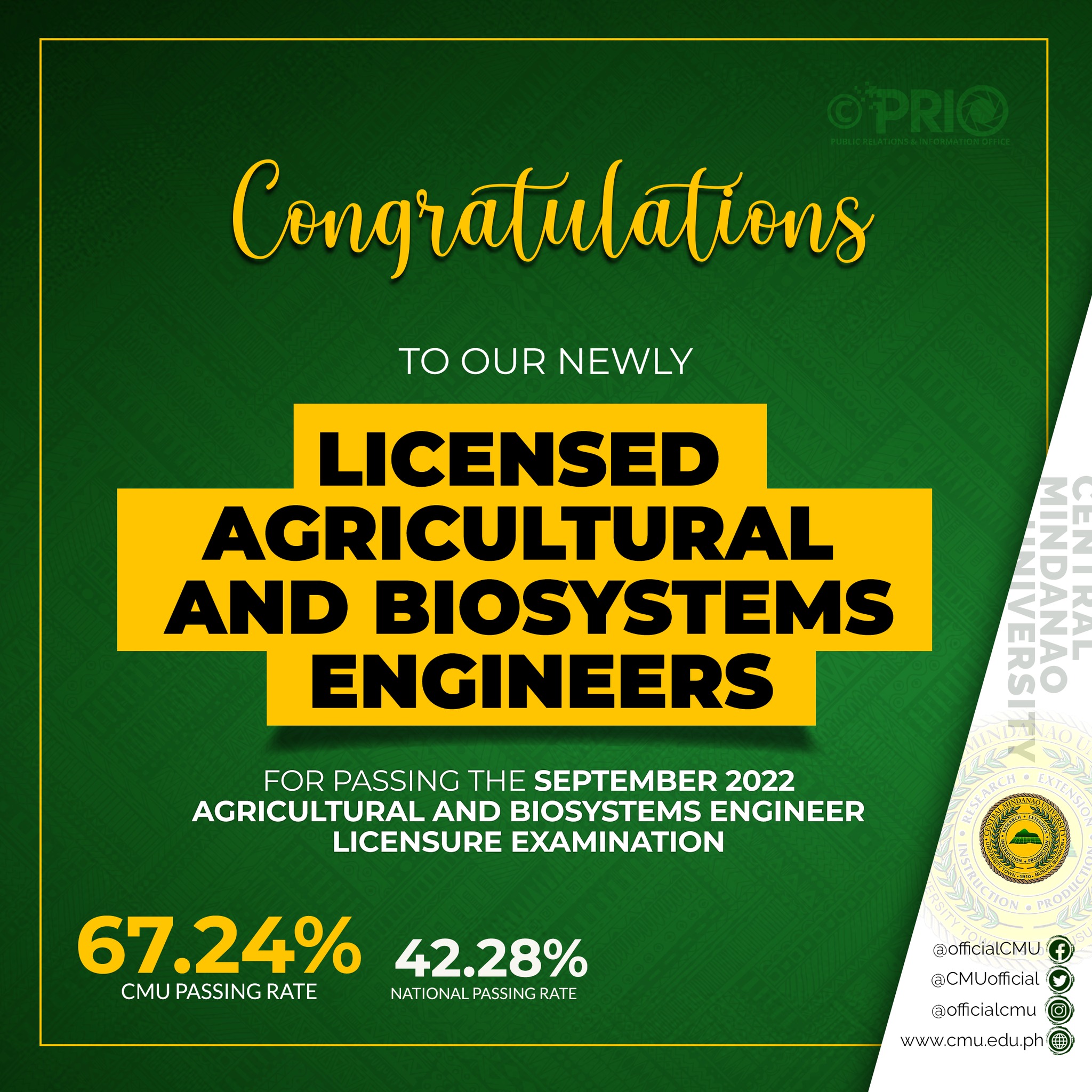 Congratulations to our newly registered Agricultural and Biosystems Engineers especially to Engr ...