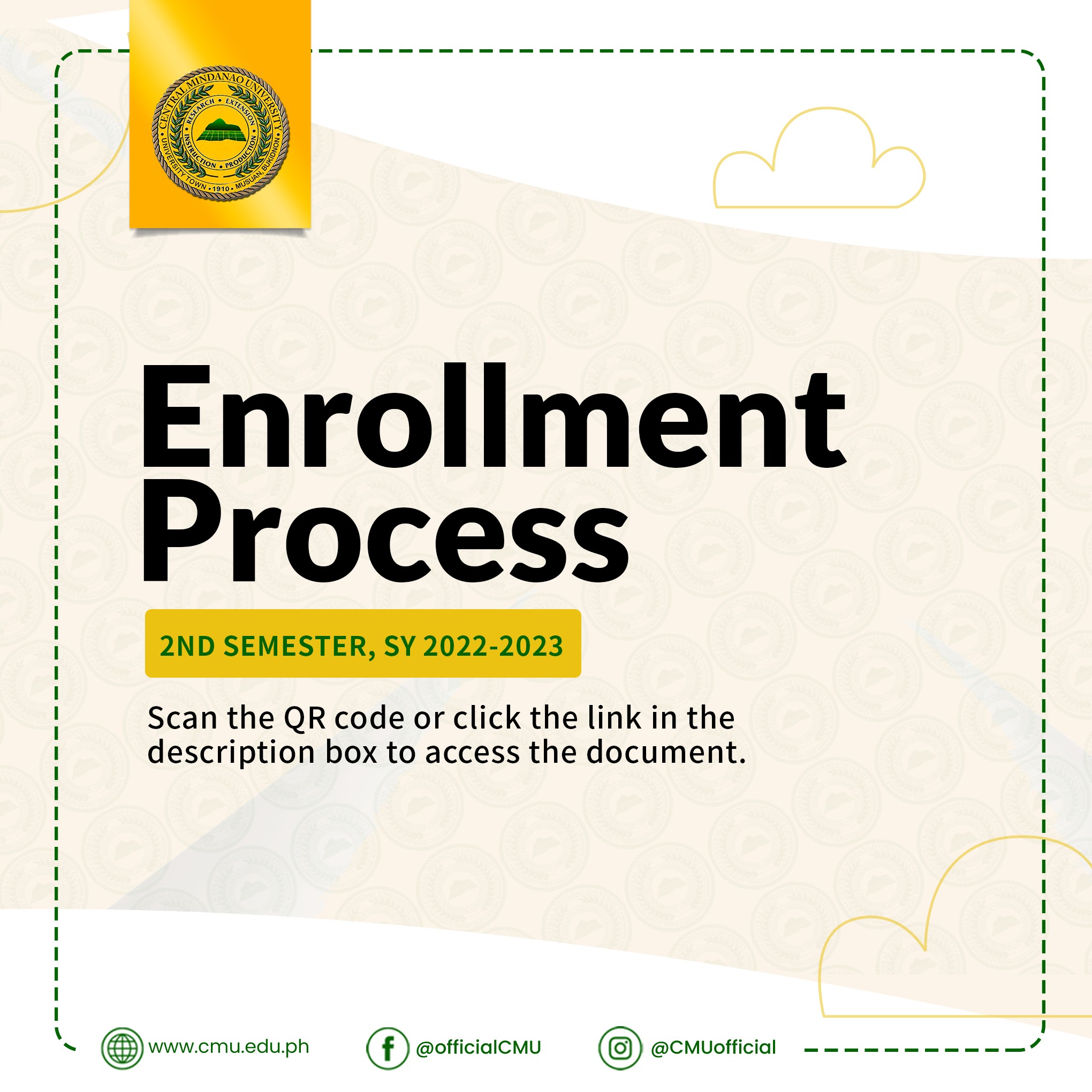 [𝗘𝗡𝗥𝗢𝗟𝗟𝗠𝗘𝗡𝗧 𝗨𝗣𝗗𝗔𝗧𝗘] Enrollment Process for the 2nd Semester, SY 2022-2023 – Central Mindanao ...