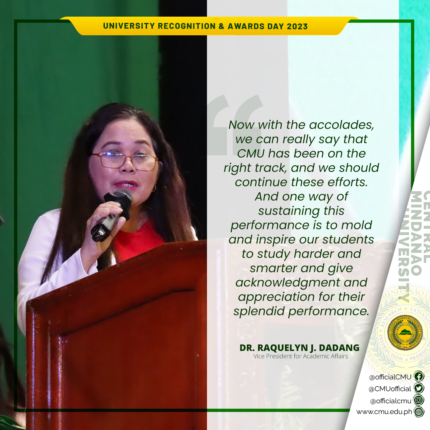 University Recognition and Awards Day 2023 – Central Mindanao University