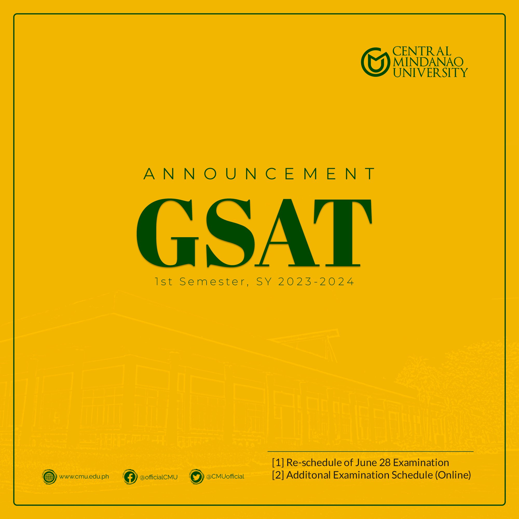 Graduate Studies Admission Test (GSAT) for 1st Semester, SY 2023-2024 ...