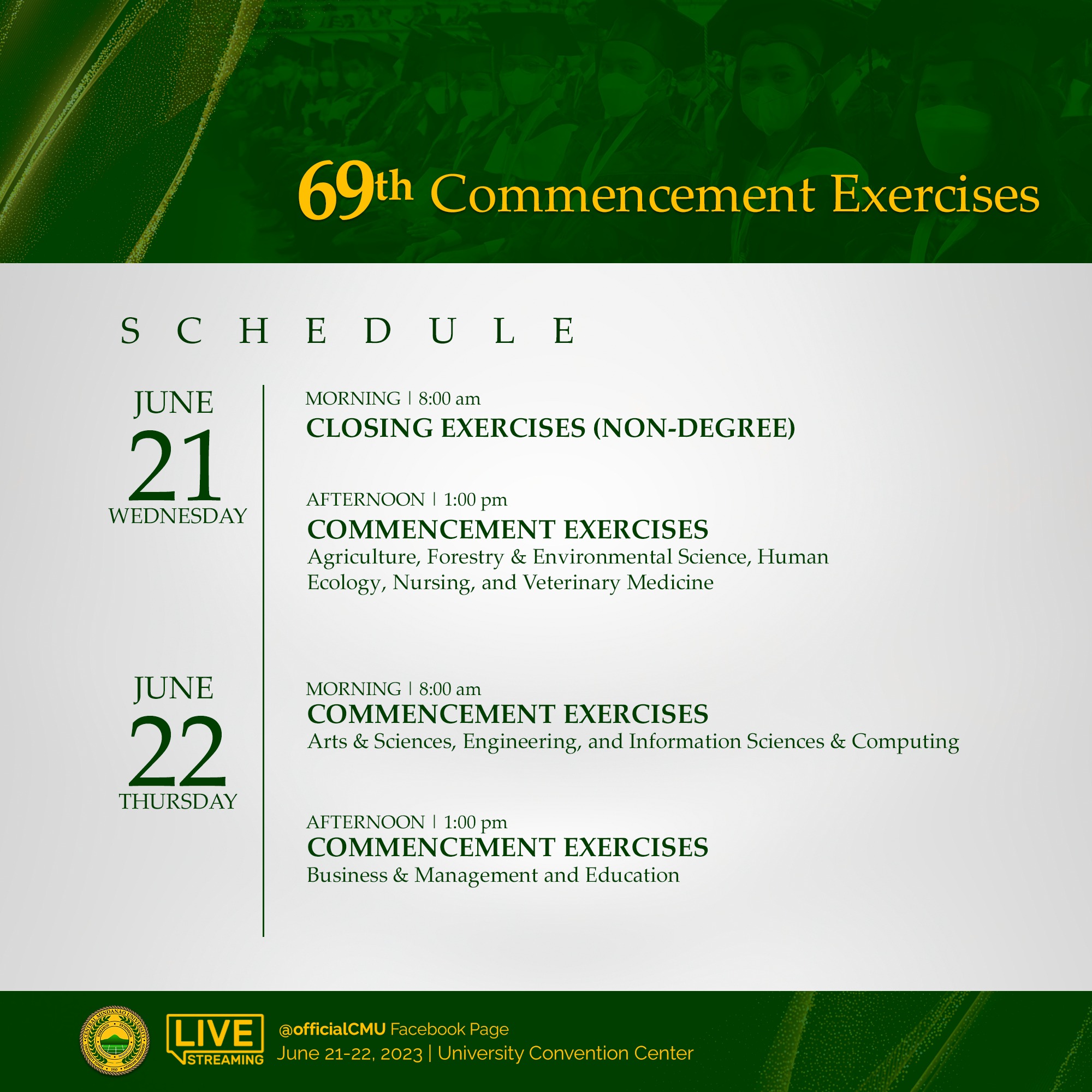 69th Commencement Exercises Schedule and Guidelines – Central Mindanao ...