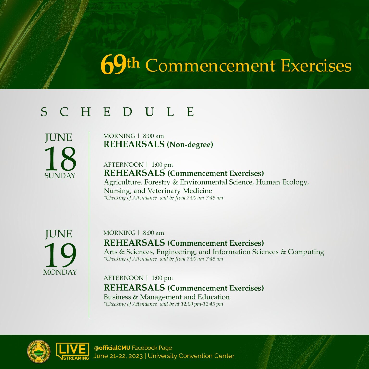 69th Commencement Exercises Schedule and Guidelines – Central Mindanao ...