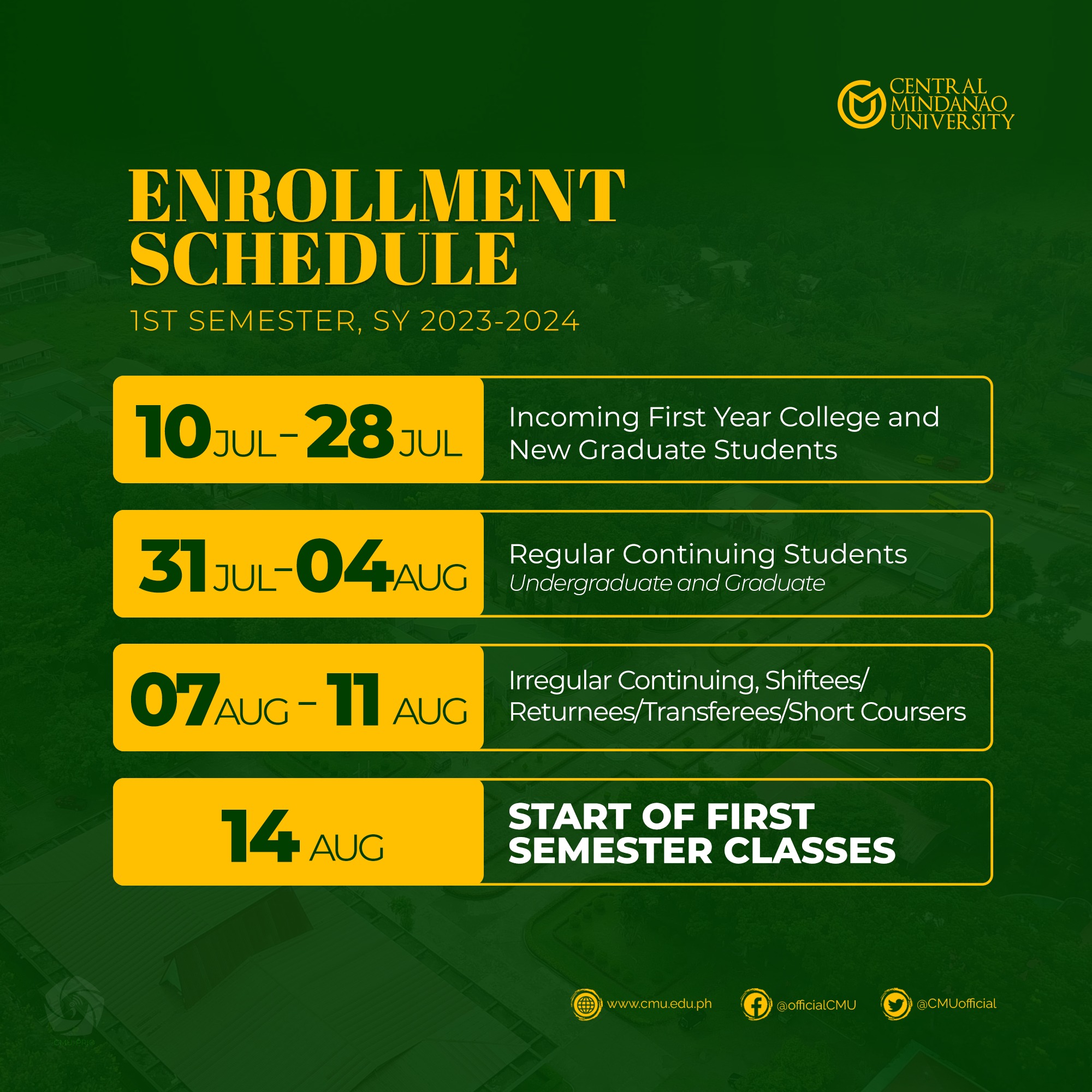 Enrollment for the 1st Semester, SY 2023-2024 – Central Mindanao University