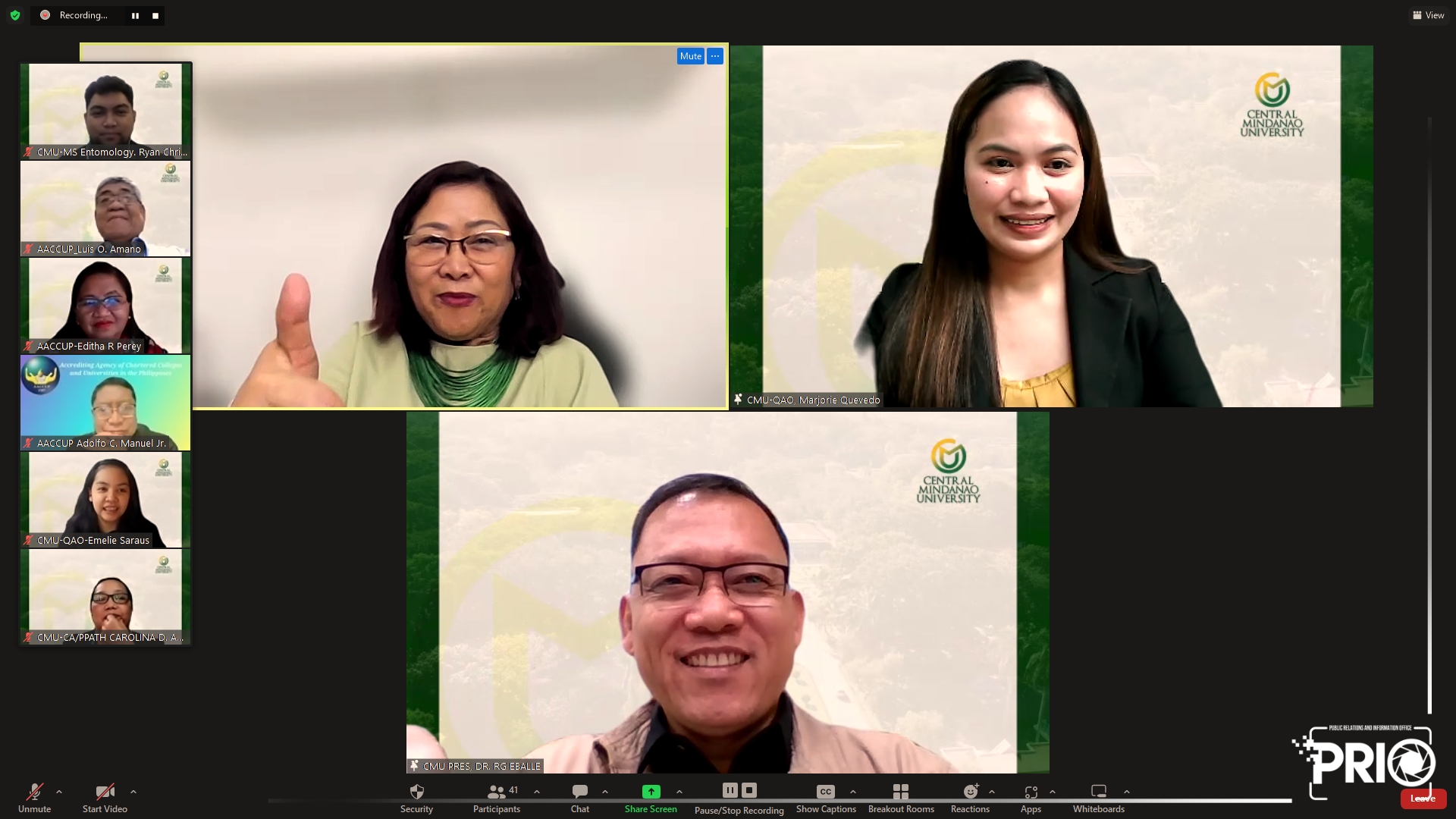 Opening Meeting of the Online AACCUP Program Accreditation Survey ...