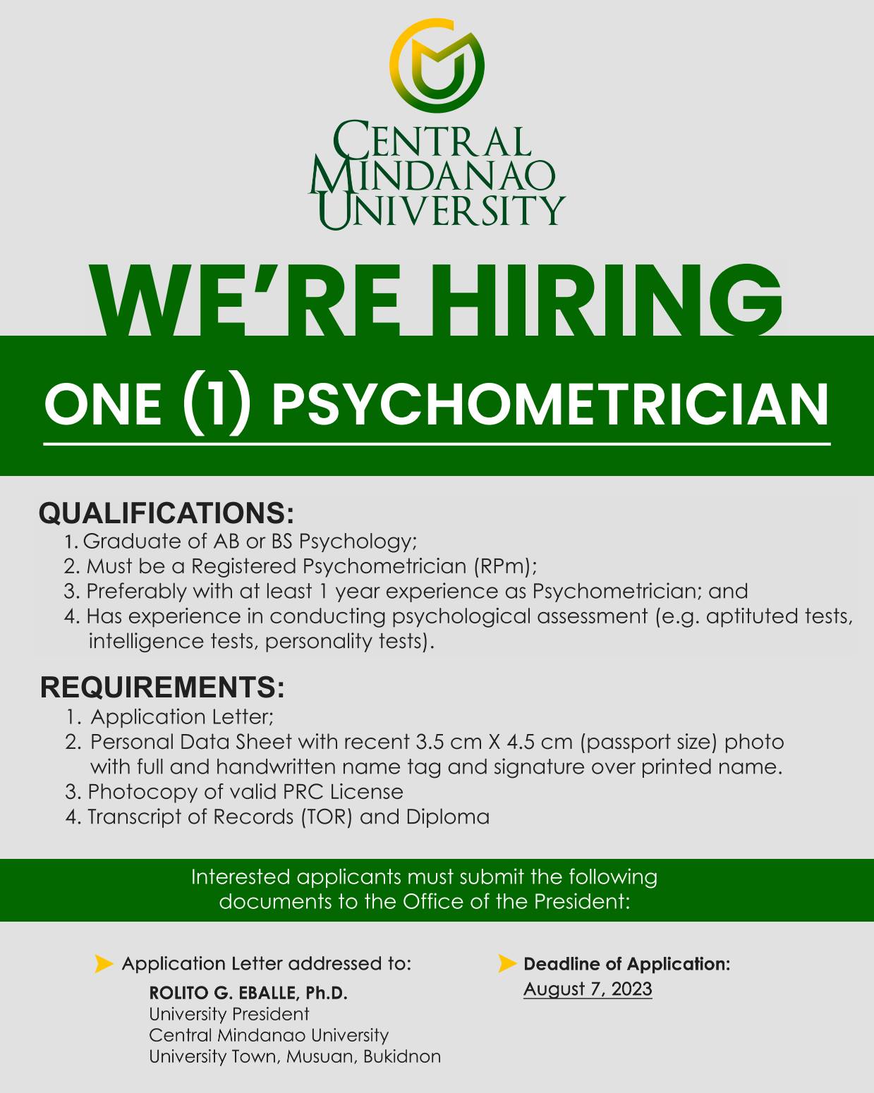 University Homestay Hiring – Central Mindanao University