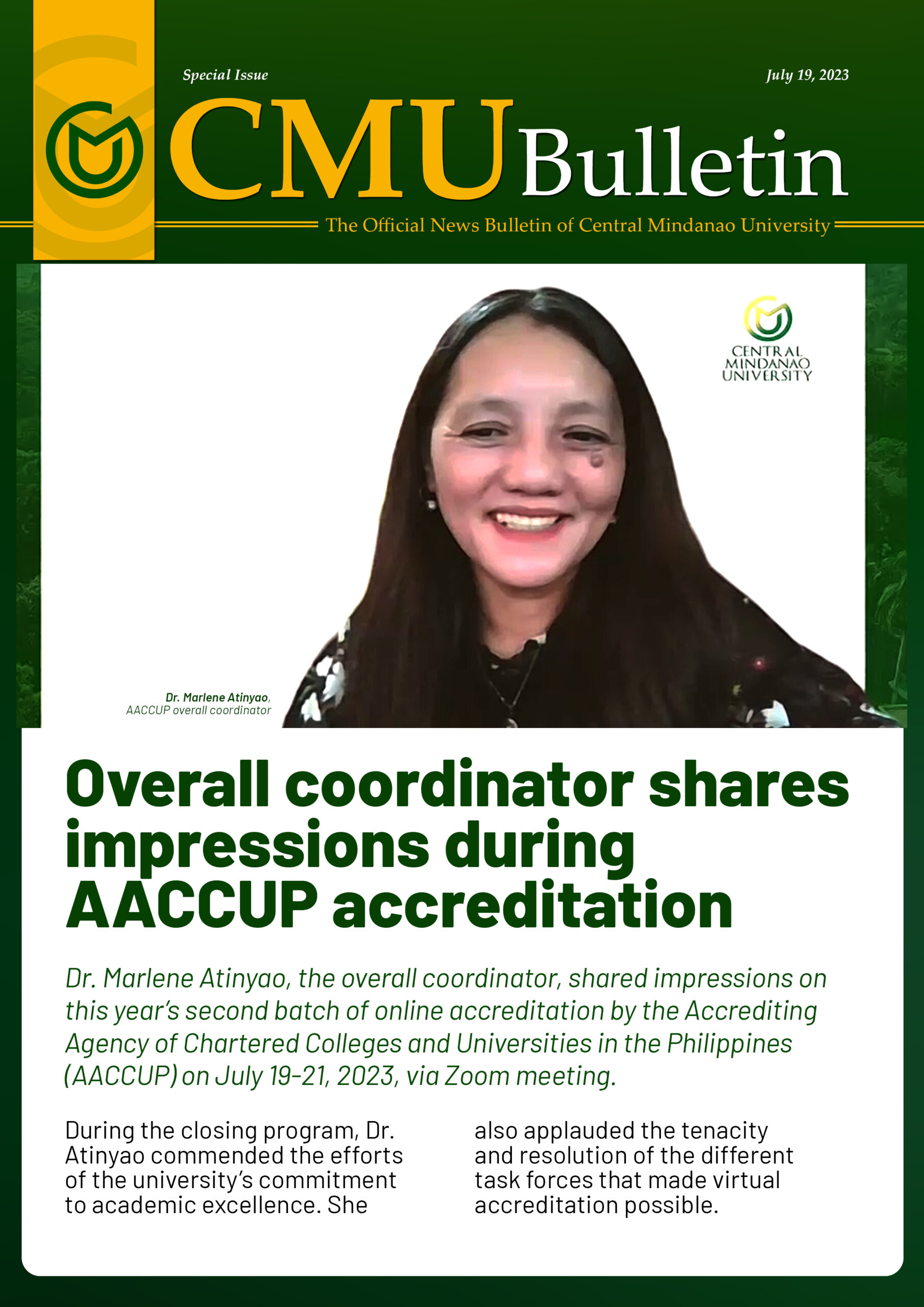 Overall coordinator shares impressions during AACCUP accreditation ...
