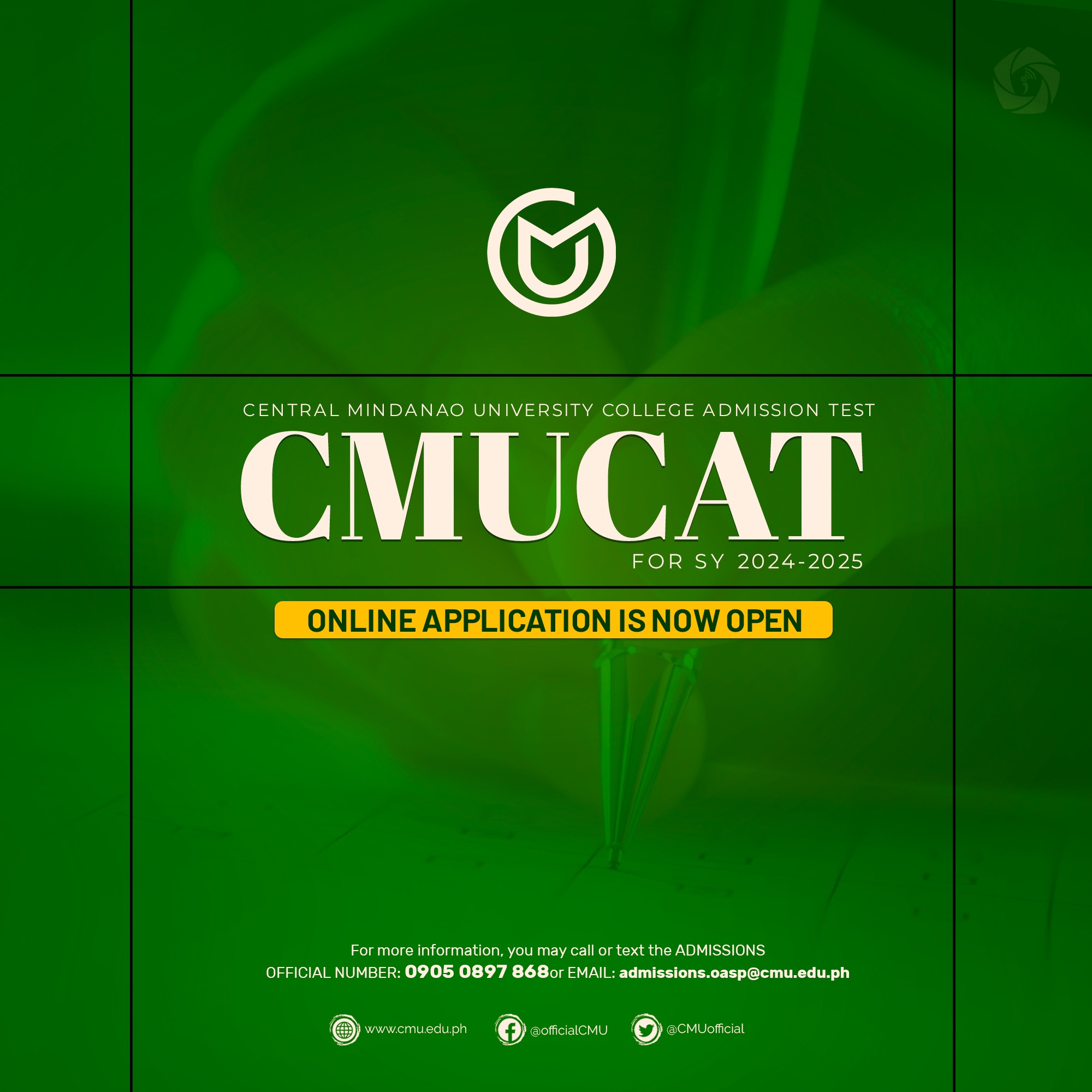 Central Mindanao University College Admission Tests (CMUCAT) for S.Y ...