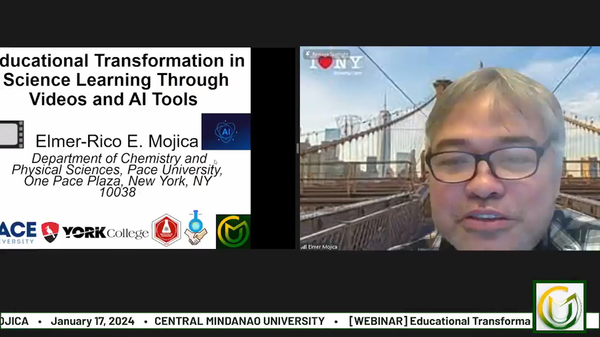 Dr. Elmer-Rico E. Mojica of Pace University, New York, graced the ...