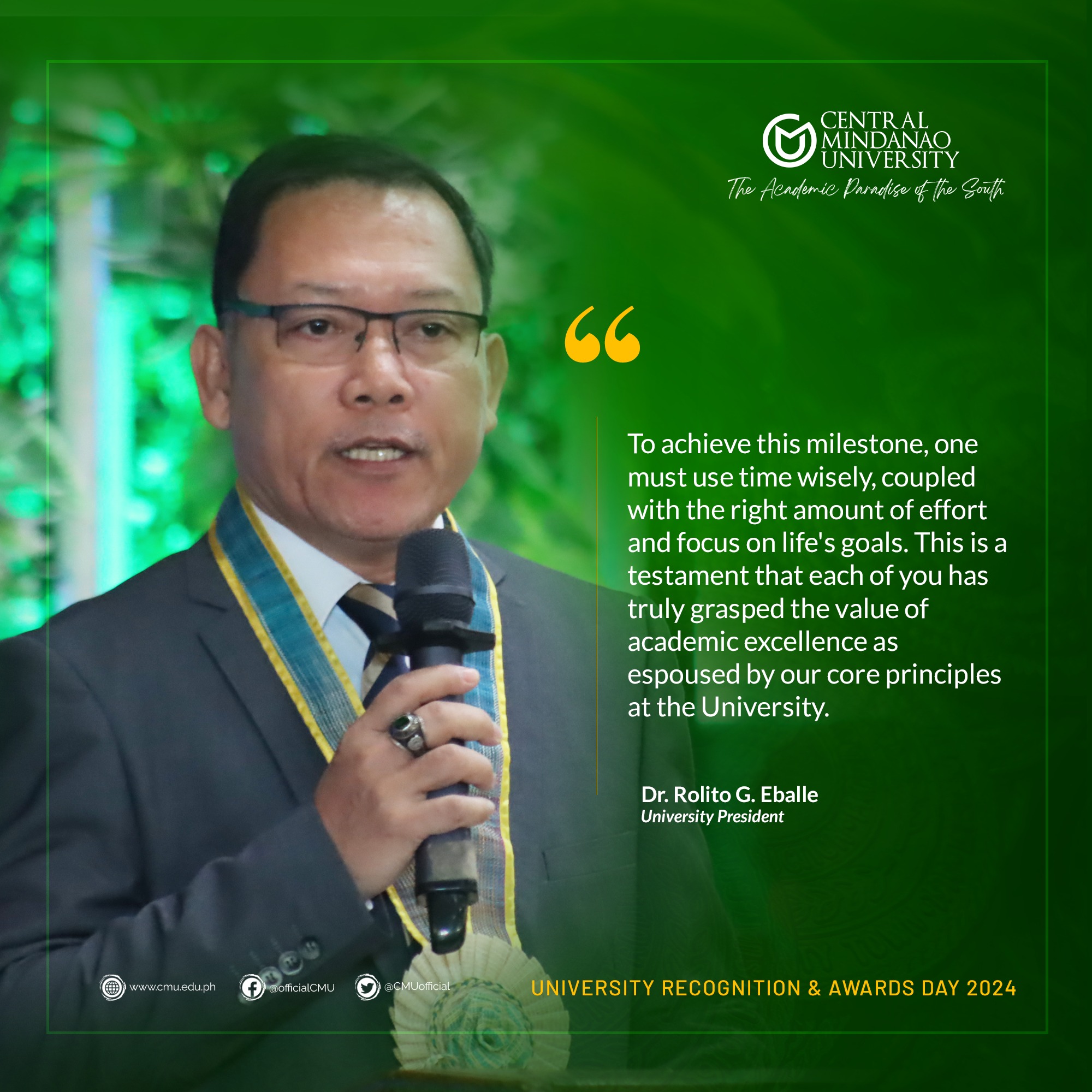 University President Dr. Rolito G. Eballe – Central Mindanao University