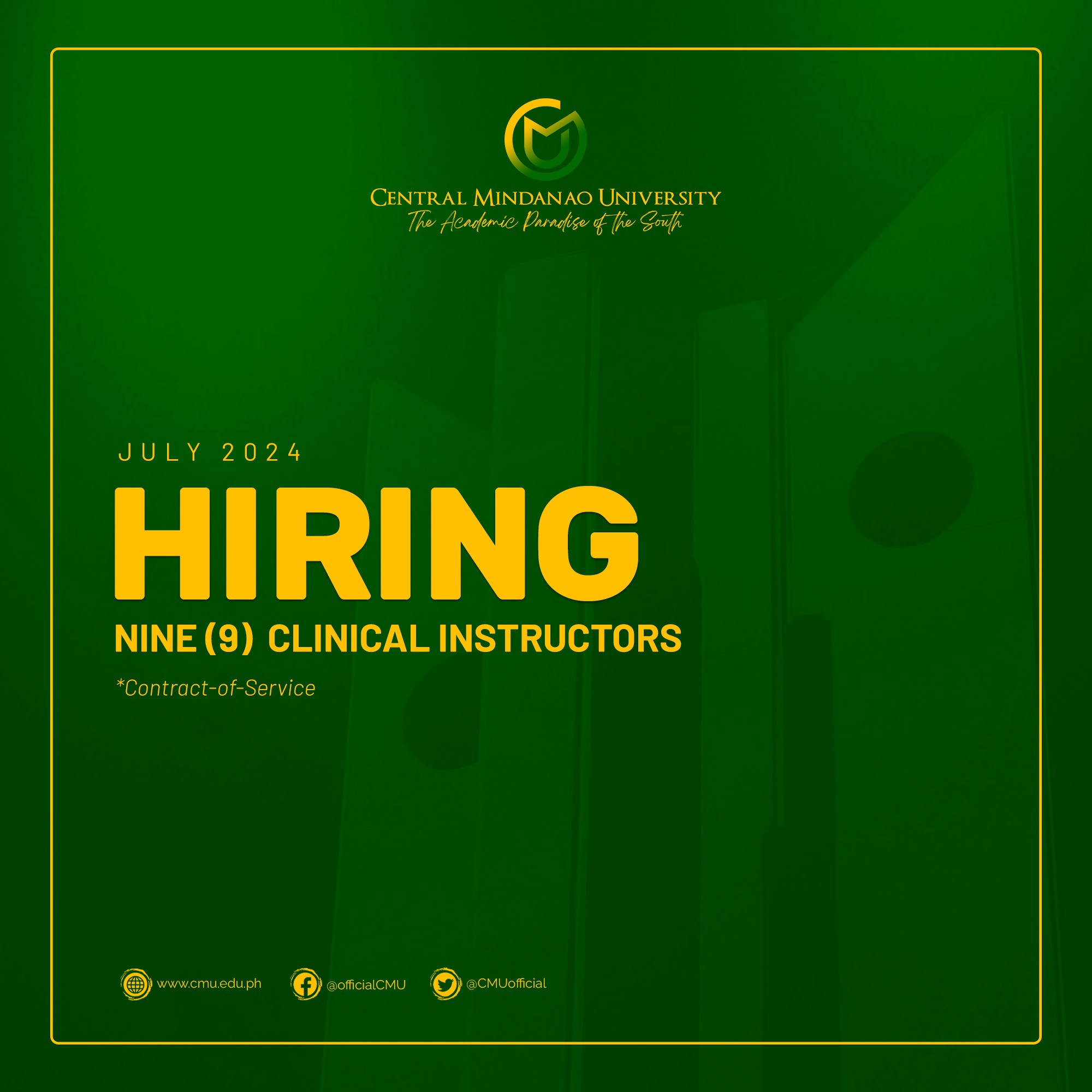 College of Nursing needs nine Clinical Instructors – Central Mindanao ...