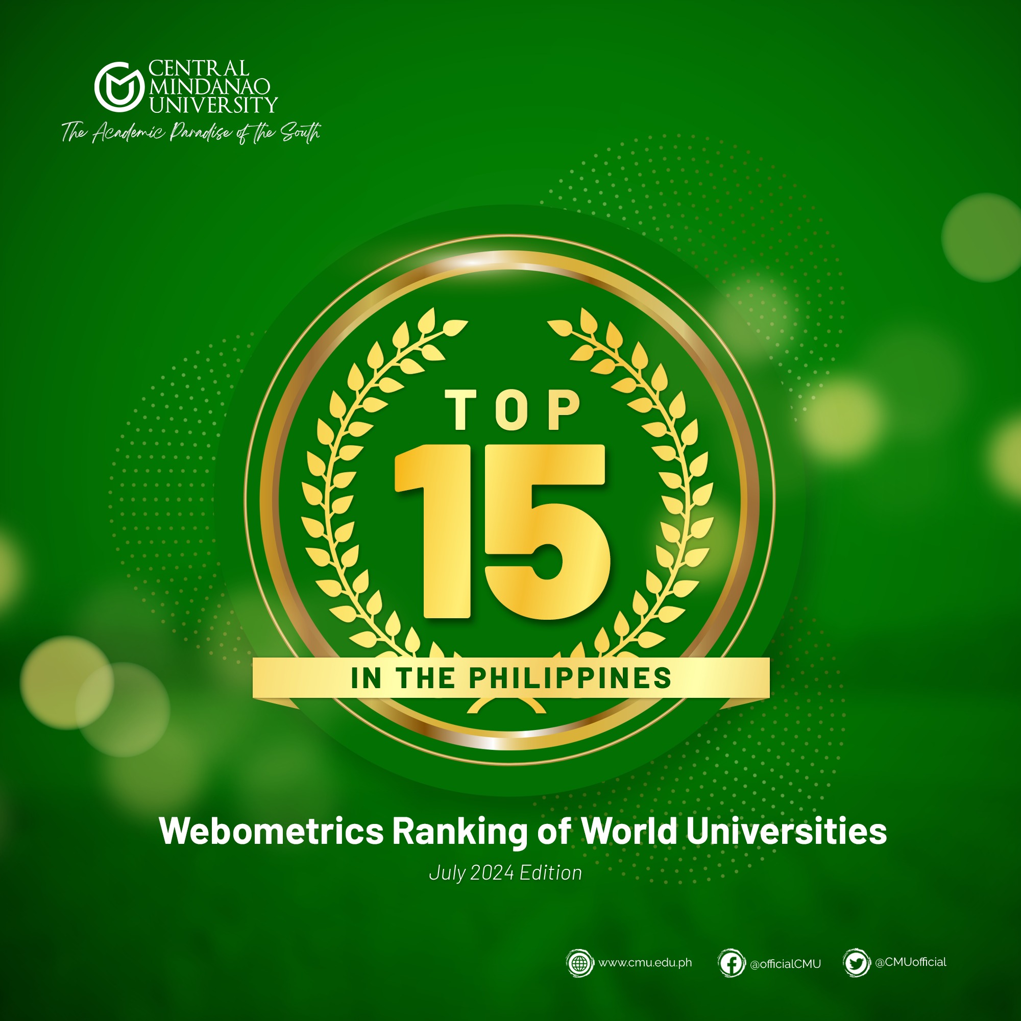 Central Mindanao University ranks 15th in the Webometrics Ranking of ...
