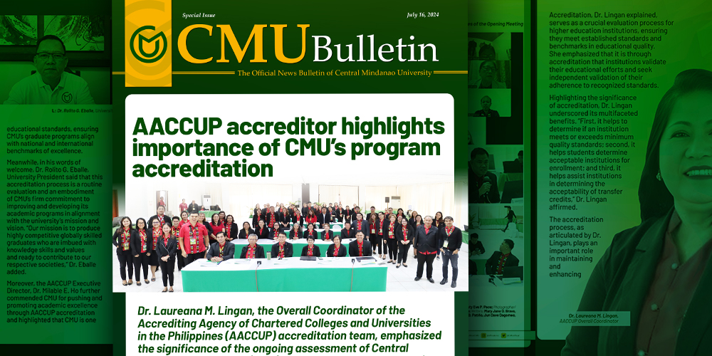 [CMU BULLETIN] AACCUP accreditor highlights importance of CMU’s program ...