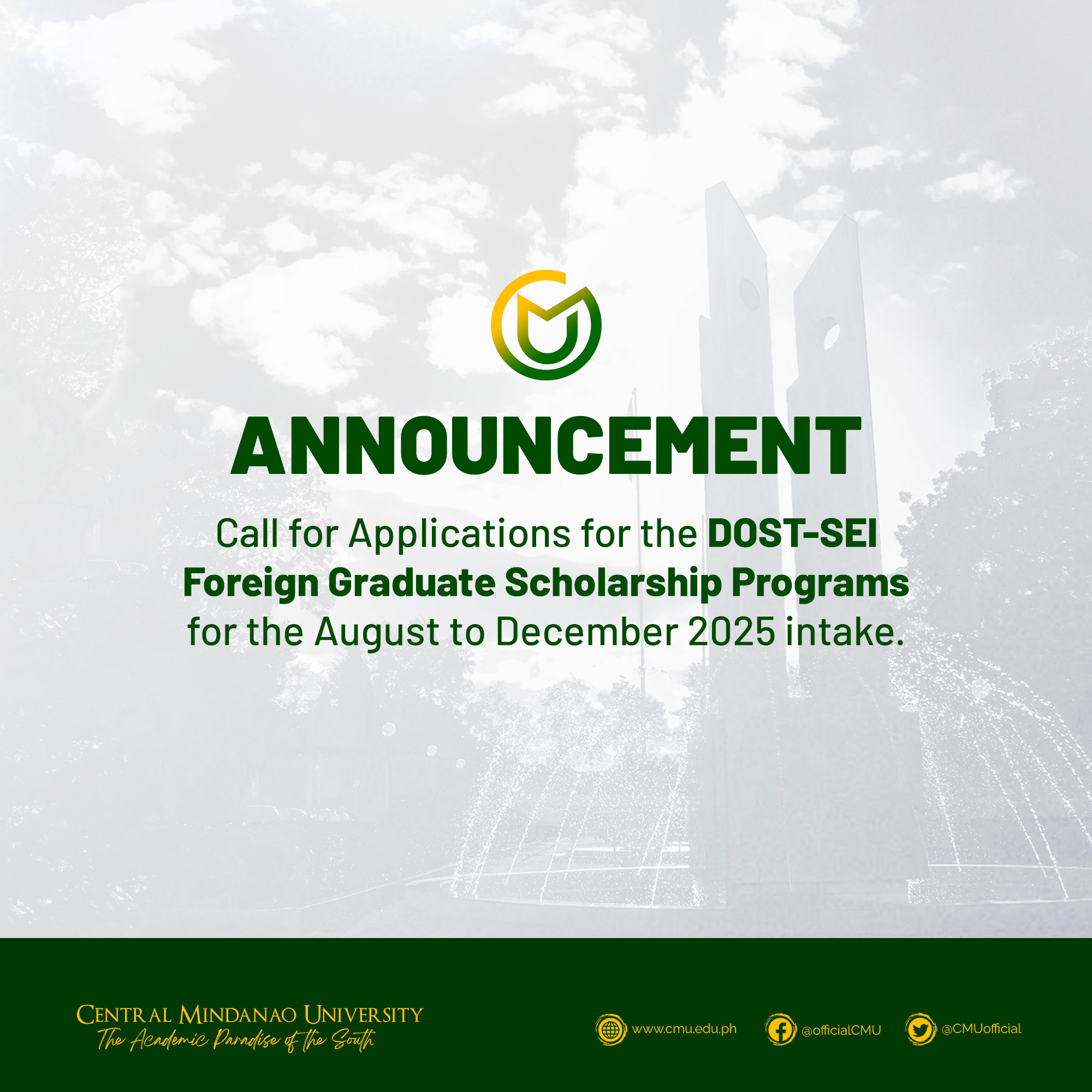 Call for Applications for the DOST-SEI Foreign Graduate Scholarship ...