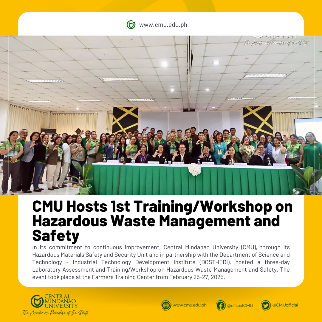 CMU Hosts 1st Training/Workshop on Hazardous Waste Management and ...