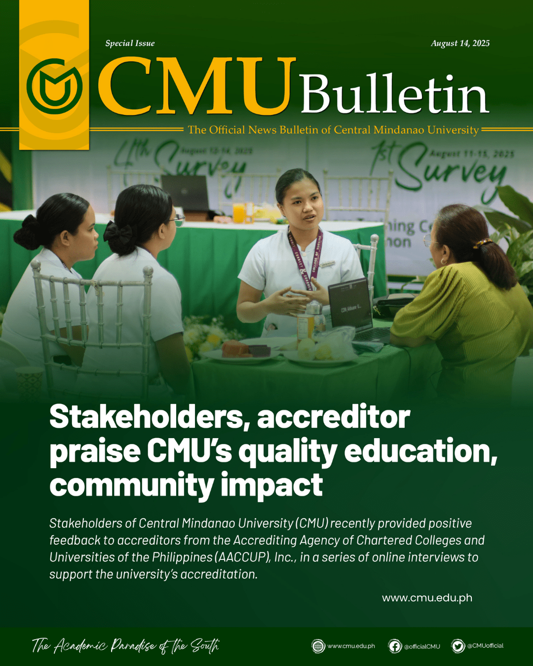 [CMU BULLETIN] Stakeholders, accreditor praise CMU’s quality education ...