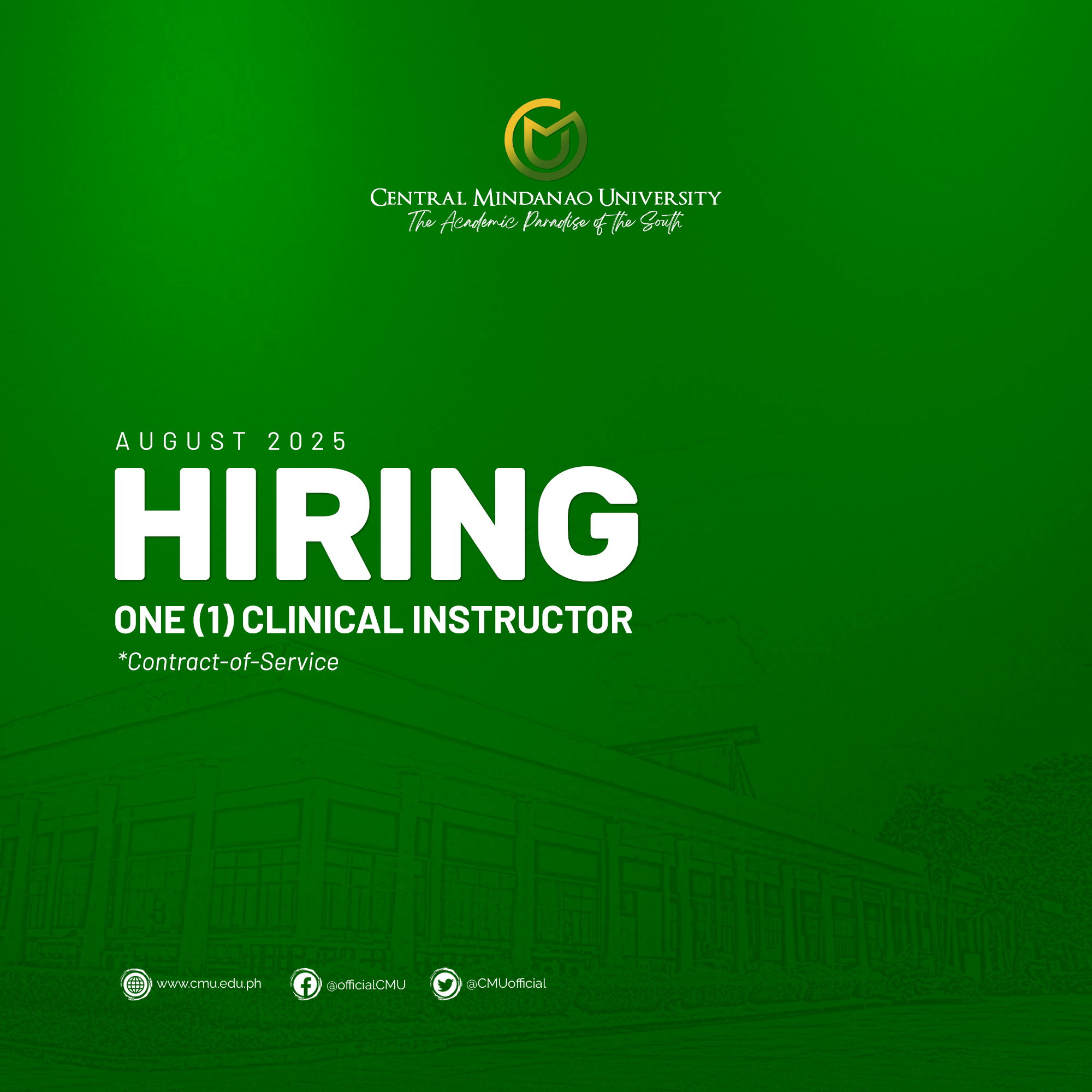 Now Hiring: Contract-of-Service Clinical Instructor for the College of ...